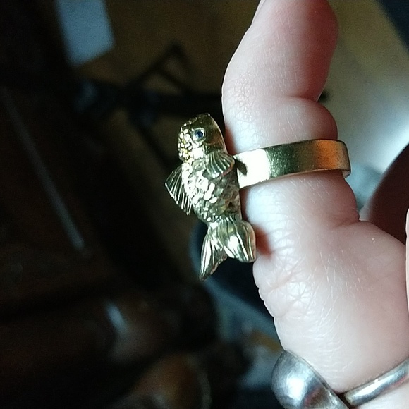 Jewelry | Gold Plated 925 Sterling Silver Goldfish Koi Fish Ring 3d ...